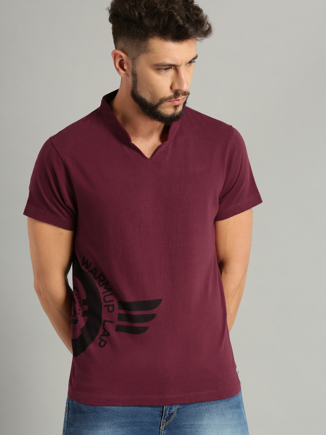Buy Roadster MotoGP Maroon Printed T Shirt - Tshirts for Men 1221655 ...