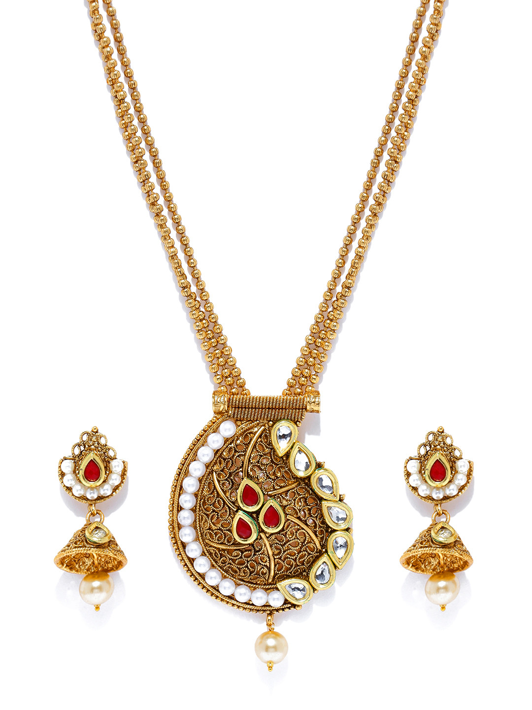 Buy Zaveri Pearls Gold Toned Jewellery Set - Jewellery Set for Women ...