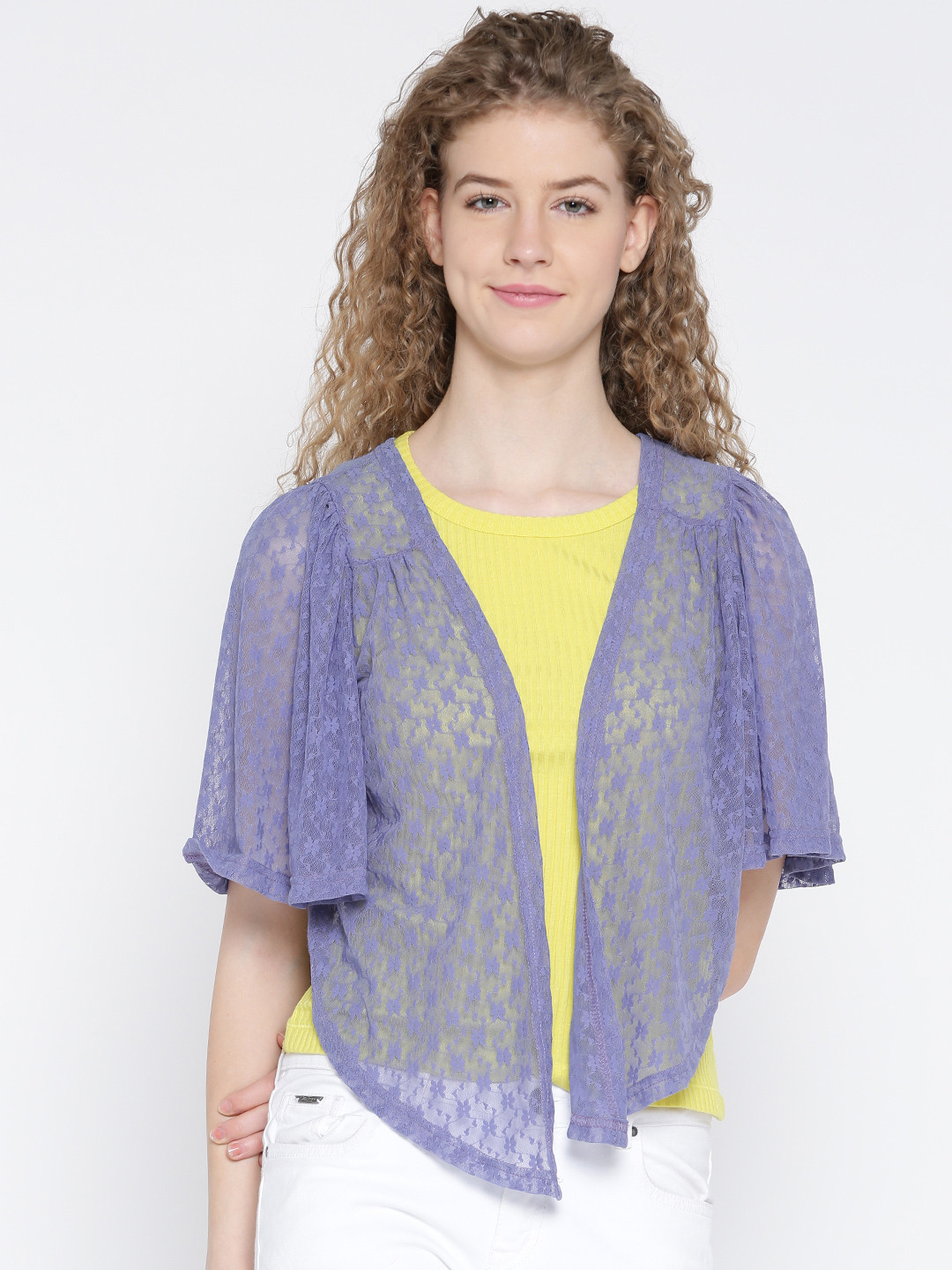 Buy AND Purple Lace Shrug - Shrug for Women 1225633 | Myntra