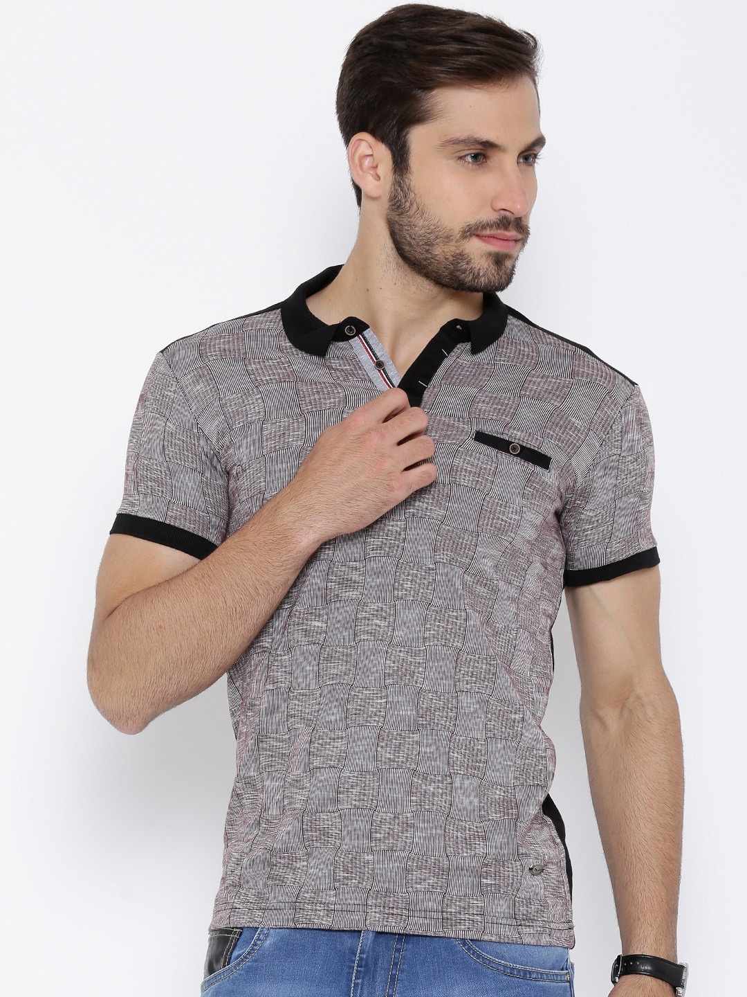 Buy Status Quo Brown Black Polo Pure Cotton T Shirt - Tshirts for Men ...