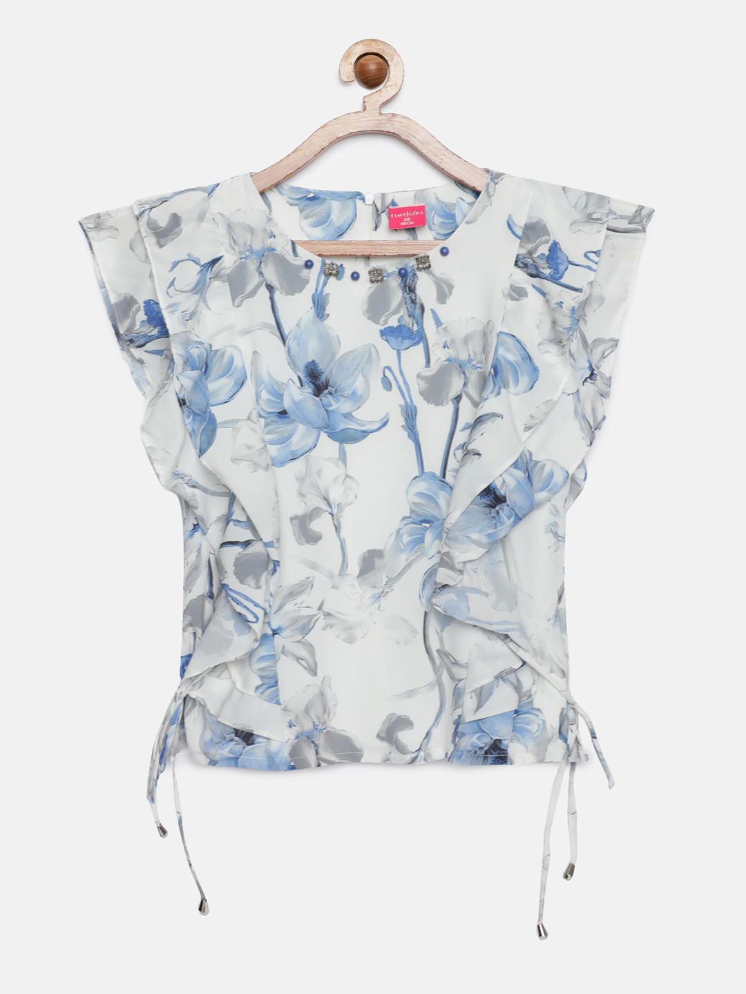 Buy Tiny Girl Girls Off White And Blue Floral Printed Top - Tops for ...