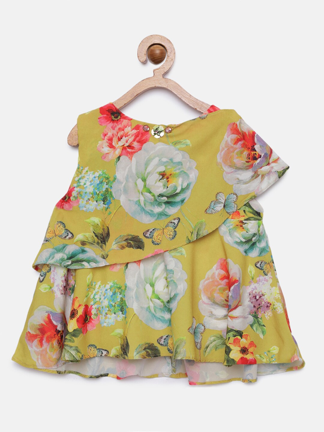 Buy Tiny Girl Mustard Yellow Printed A Line Top - Tops for Girls ...