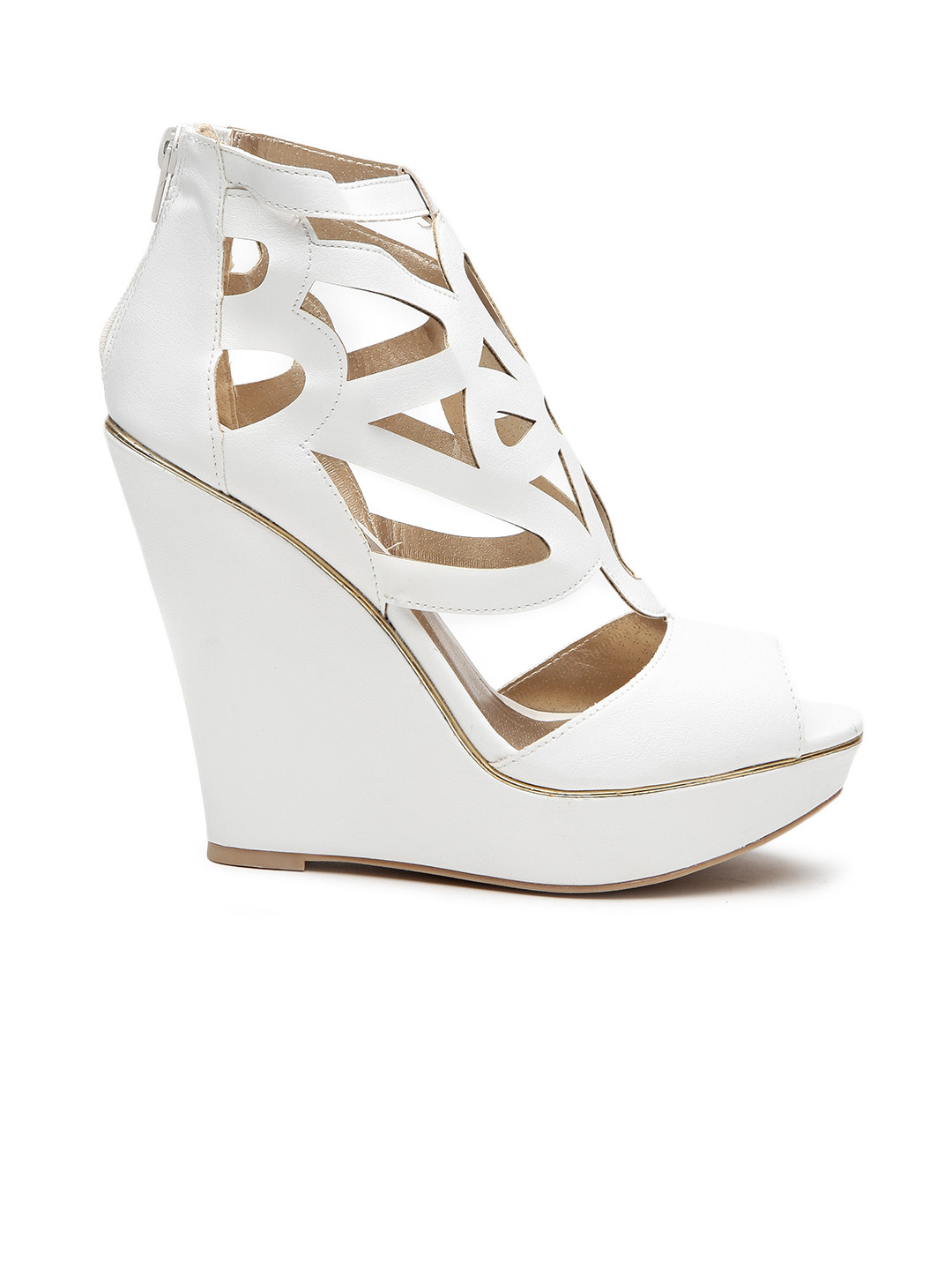 Buy Qupid Women White Cut Out Wedges - Heels for Women 1227452 | Myntra