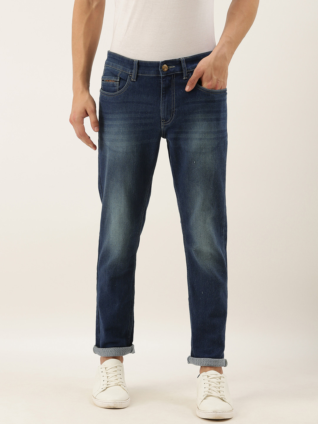 Buy The Indian Garage Co Men Blue Slim Fit Mid Rise Clean Look Jeans ...