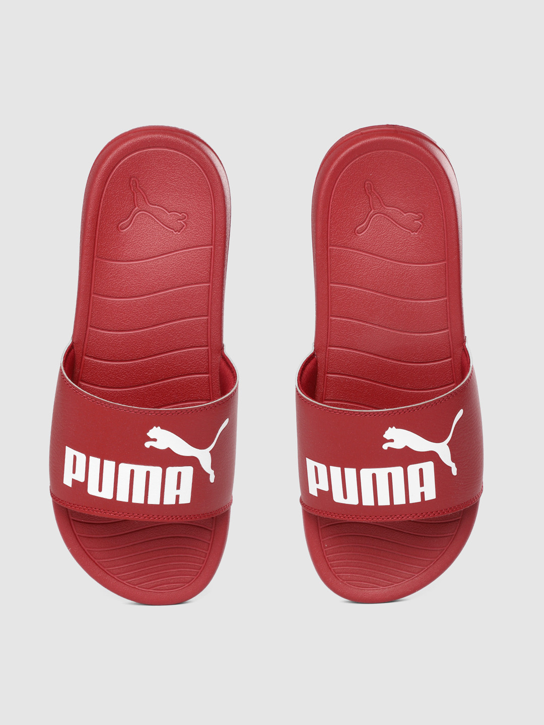 Buy Puma Unisex Red & White Popcat 20 Printed Sliders - Flip Flops for ...