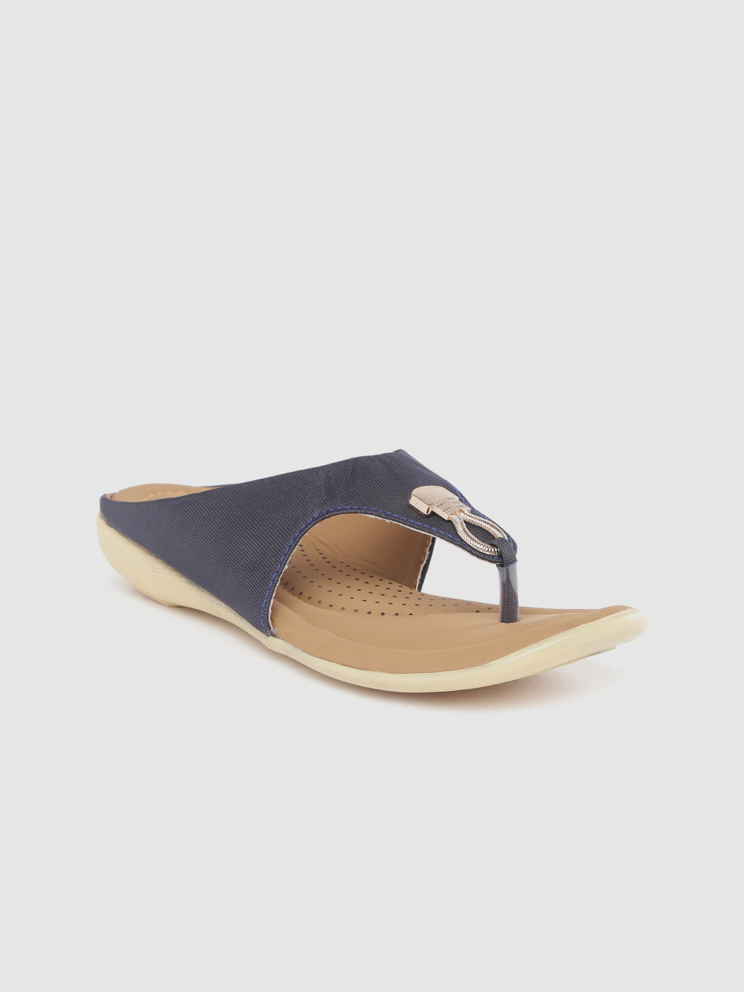 Buy Myra Women Navy Blue Solid Open Toe Flats - Flats for Women ...