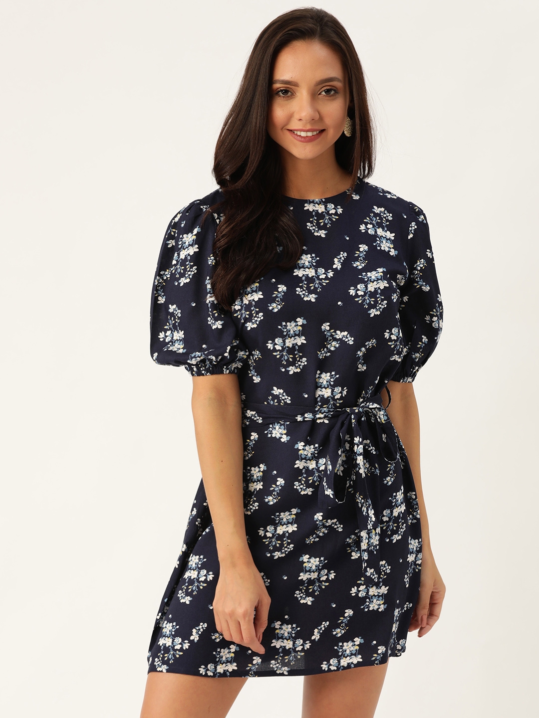 Buy 20Dresses Women Navy Blue & White Floral Printed A Line Dress ... Buy 20Dresses Women Navy Blue & White Floral Printed A Line Dress ...