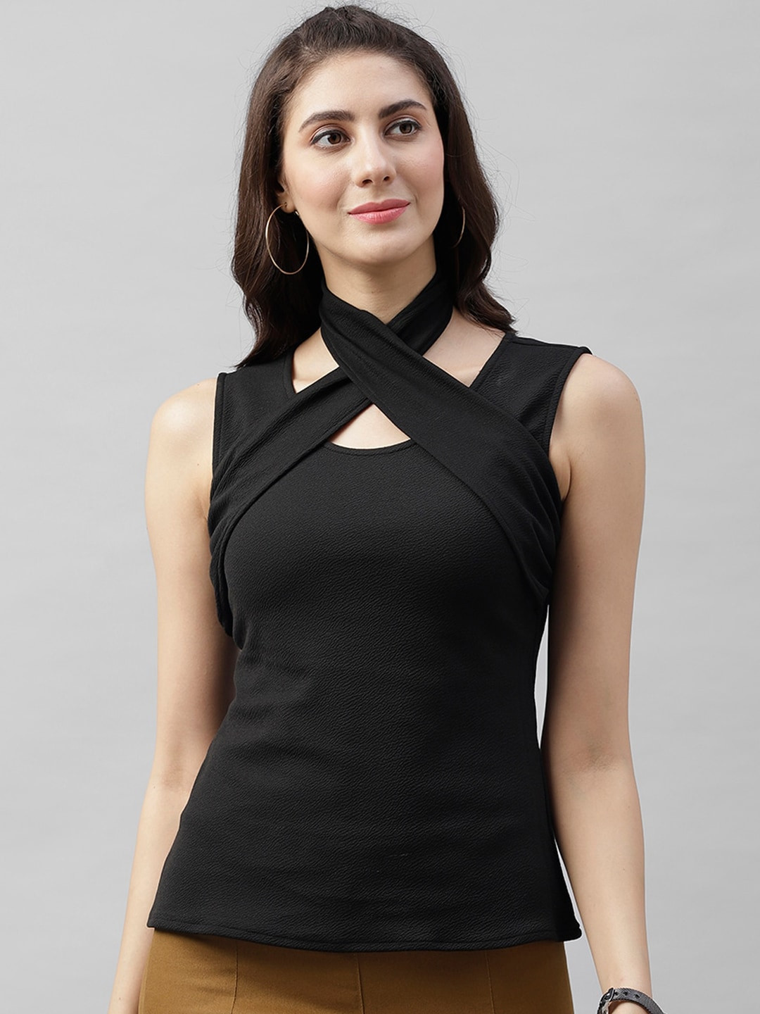 Buy Athena Women Black Solid Top - Tops for Women 12296362 | Myntra