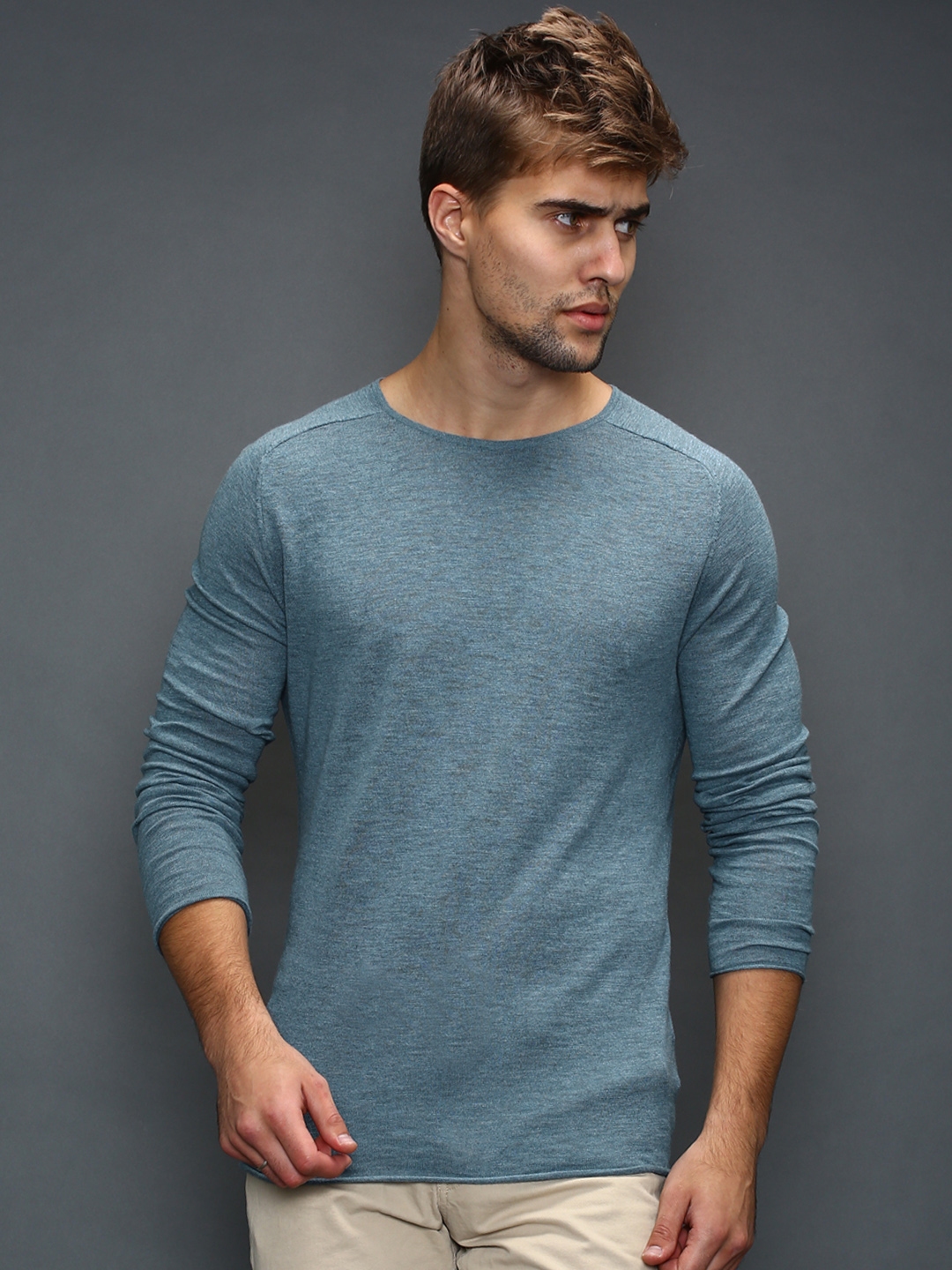 Buy SELECTED Blue Melange Sweater - Sweaters for Men 1230428 | Myntra