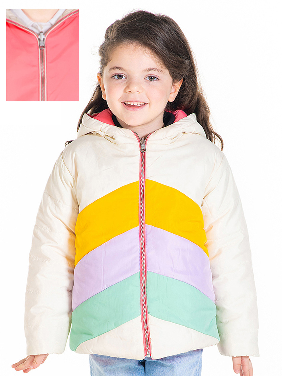 Buy Cherry Crumble Kids Pink Solid Hooded Reversible Padded Jacket ...