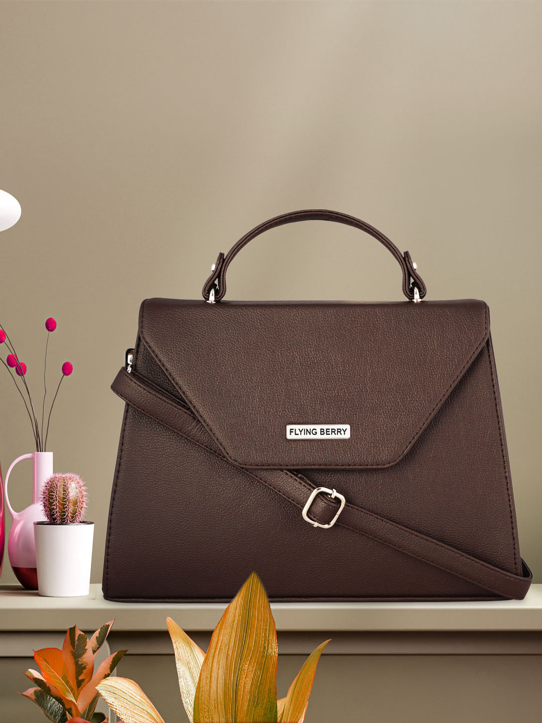 Buy FLYING BERRY Brown Solid Satchel - Handbags for Women 12330892 | Myntra