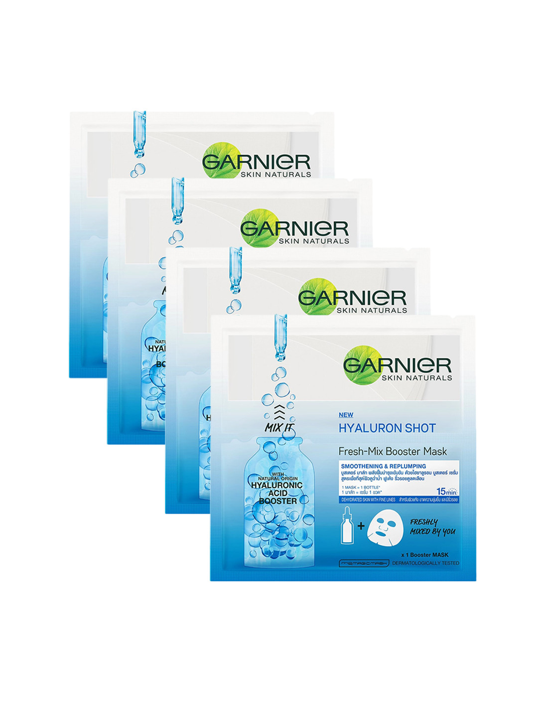 Buy Garnier Women Set Of 4 Hyaluron Shot Fresh Mix Booster Masks - Mask ...