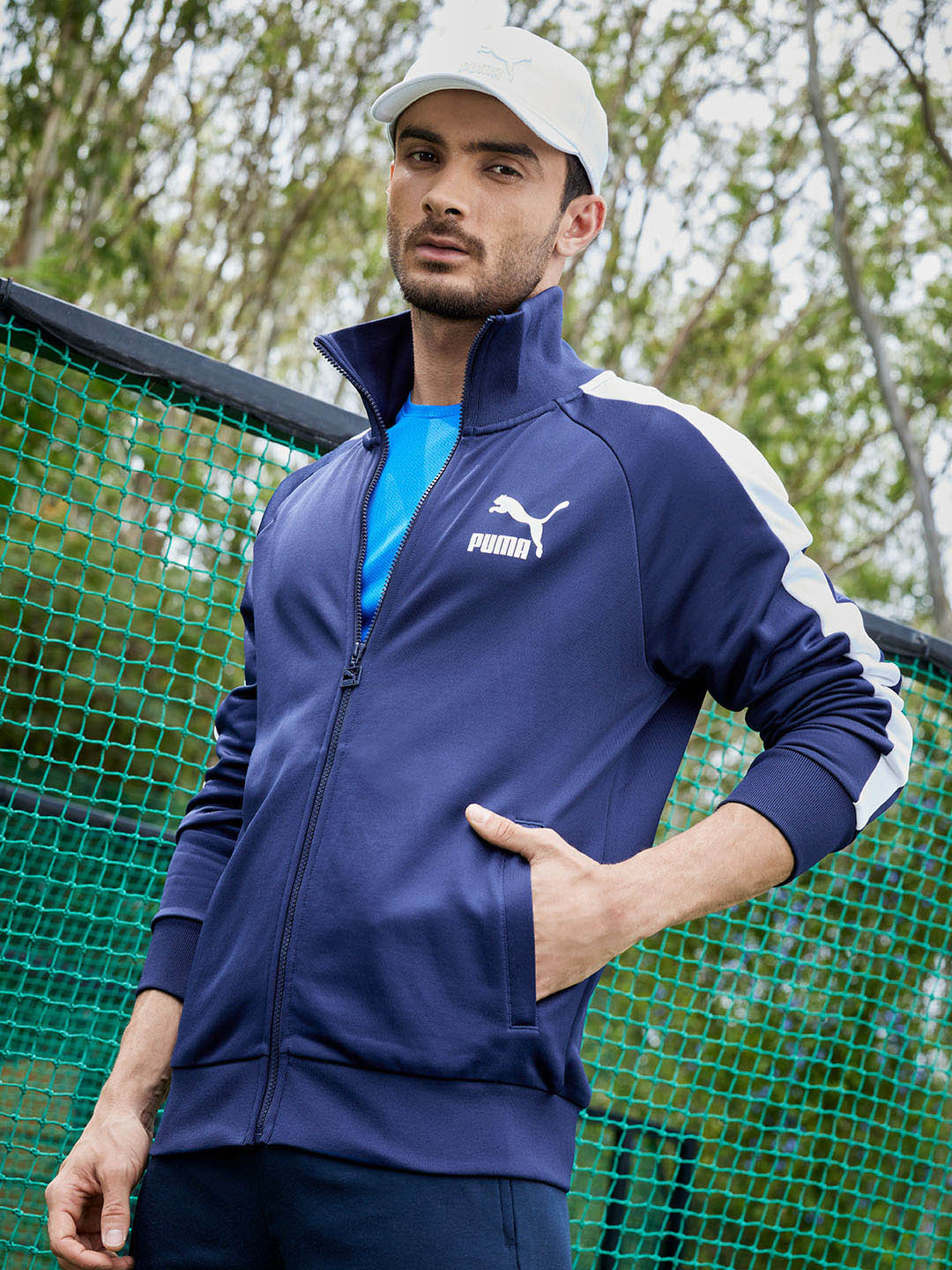 Buy Puma Men Navy Blue Iconic T7 Solid Track Sustainable Jacket ...