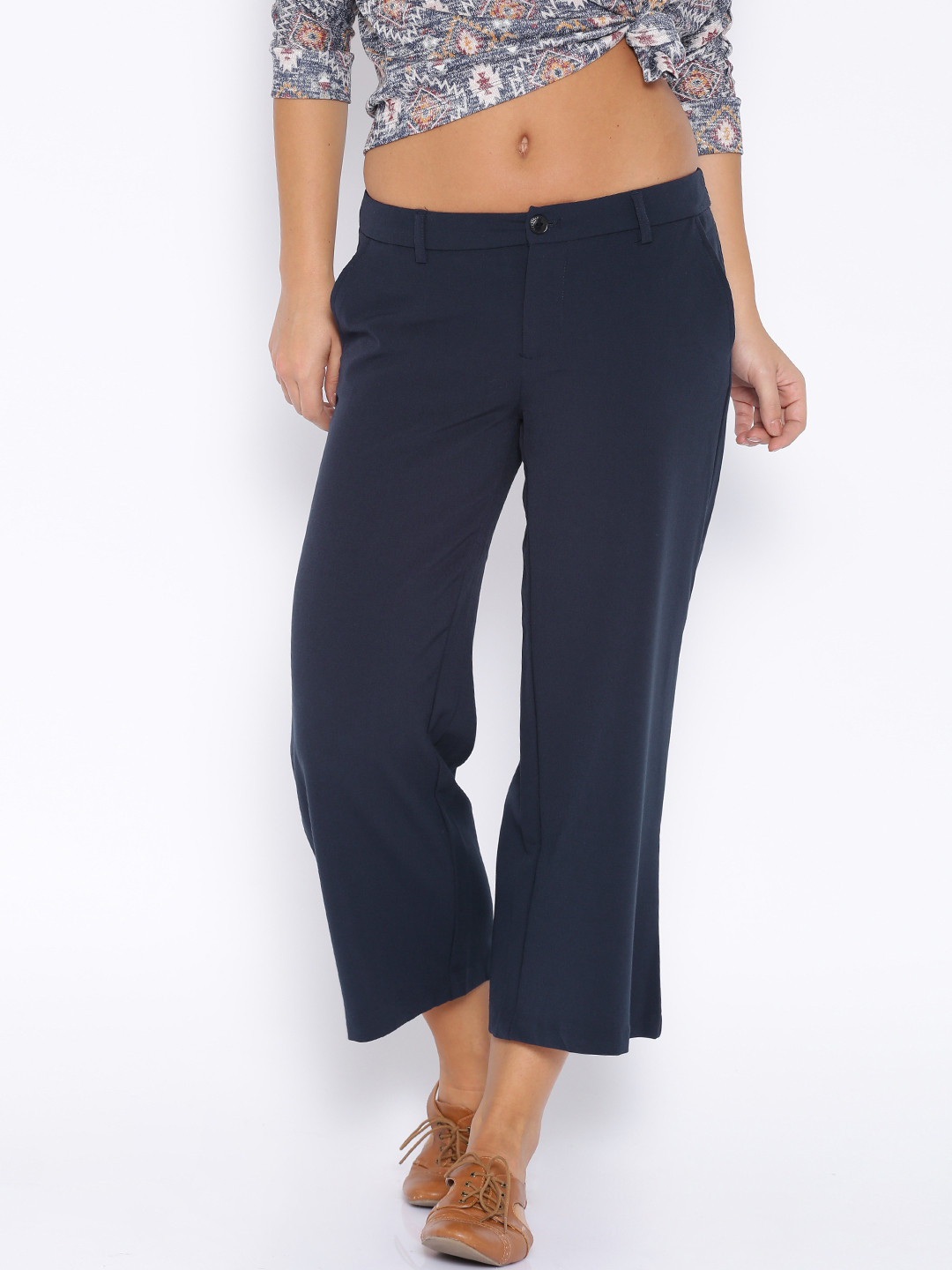 Buy ONLY Navy Culottes - Trousers for Women 1233784 | Myntra