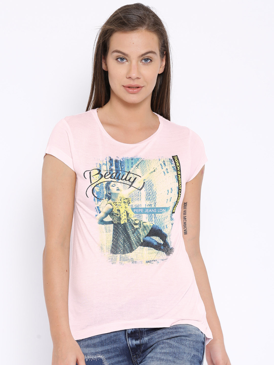 Buy Pepe Jeans Pink Printed T Shirt - Tshirts for Women 1233861 | Myntra