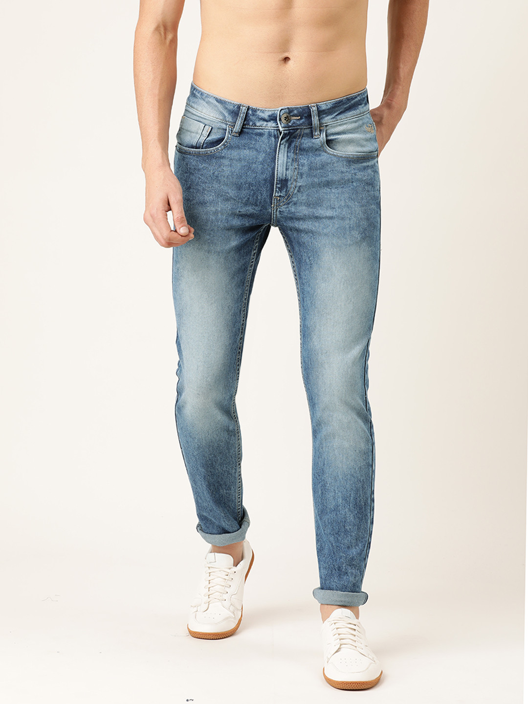 Buy Flying Machine Men Blue Micheal Slim Tapered Fit Low Rise Clean ...