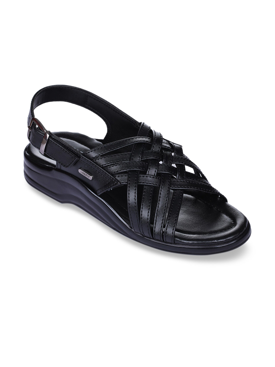 Buy Liberty Men Black Solid Comfort Sandals - Sandals for Men 12344020 ...