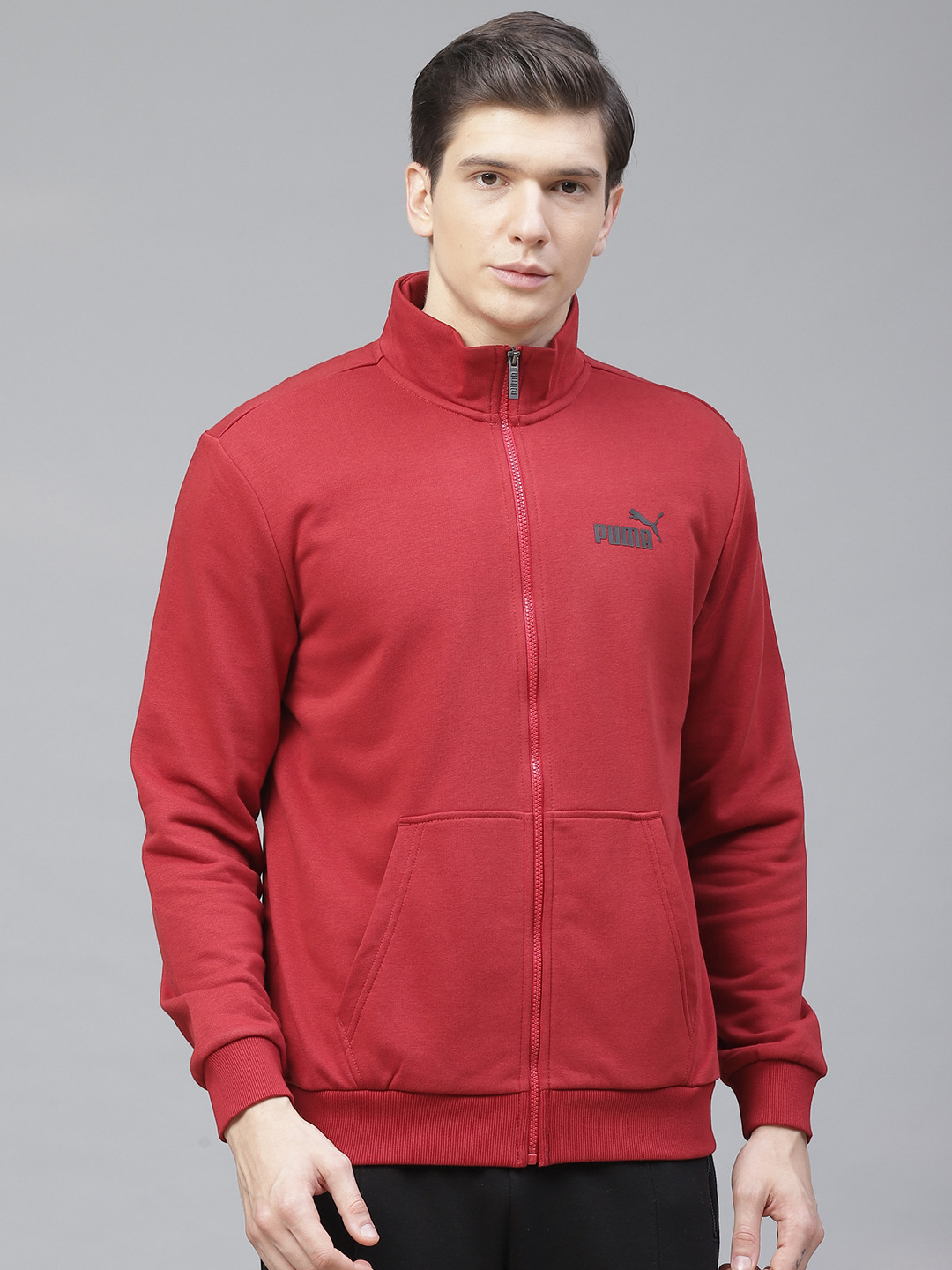 Buy Puma Men Red Essential Solid Training Track Jacket - Jackets for ...