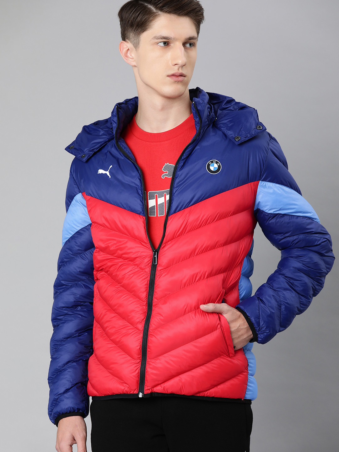 Buy PUMA Motorsport Men Red Colourblocked BMW MMS MCS EcoLite Puffer ...