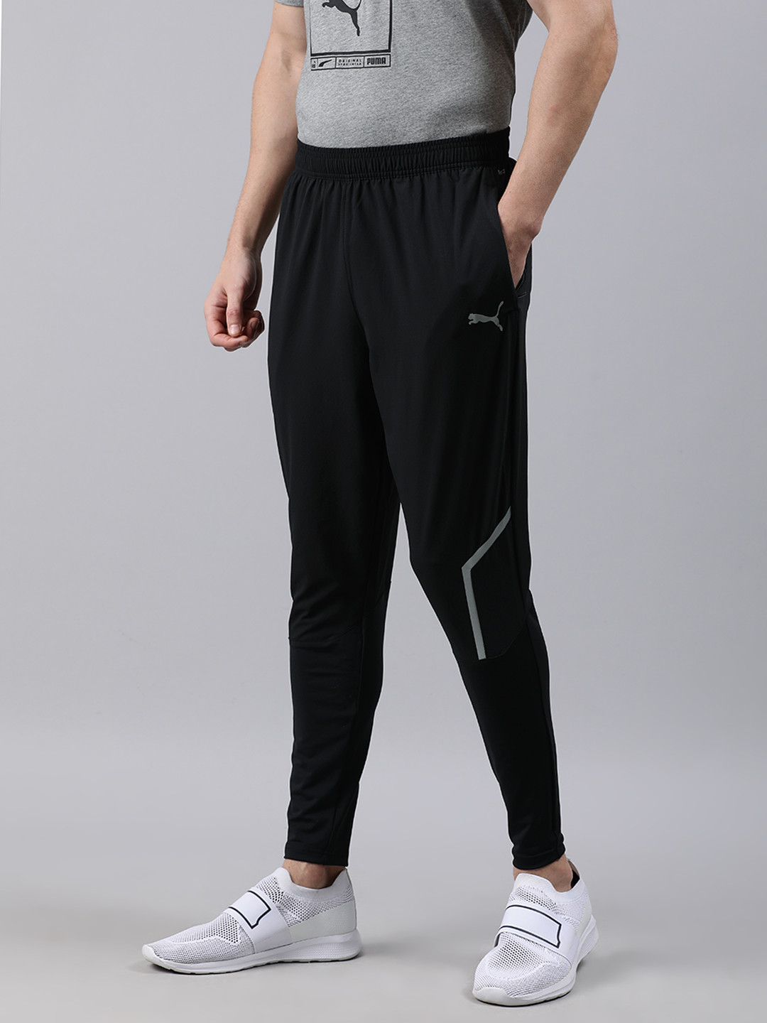 Buy Puma Men Black Solid Run Slim Tapered DryCELL Track Pant - Track ...