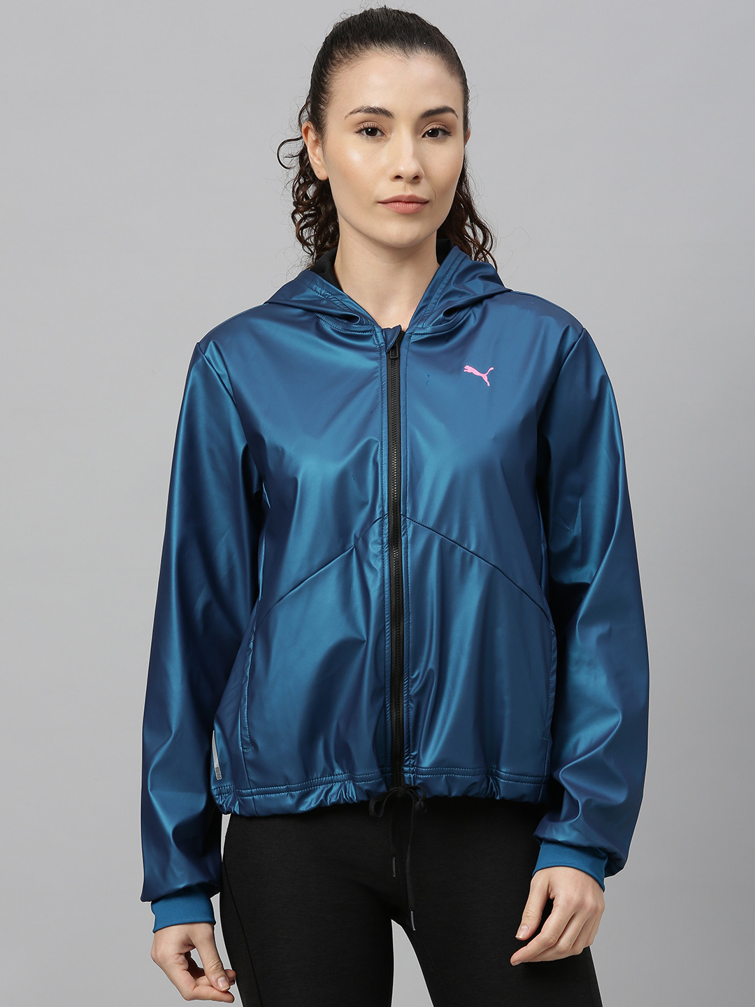 Buy Puma Women Turquoise Blue Warm Up Shimmer Sporty Jacket - Jackets ...
