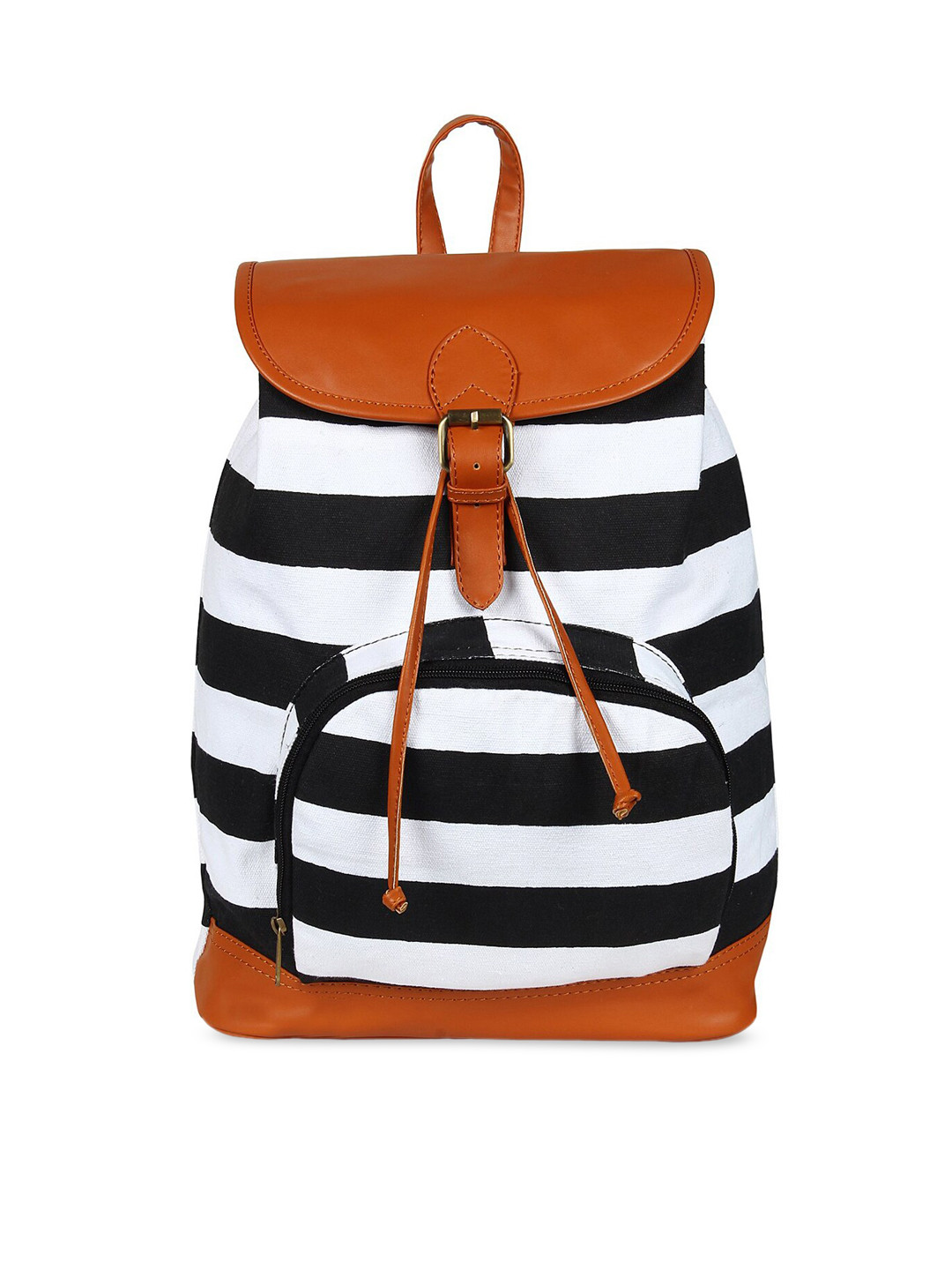 Buy Lychee Bags Women Black & White Striped Backpack - Backpacks for ...