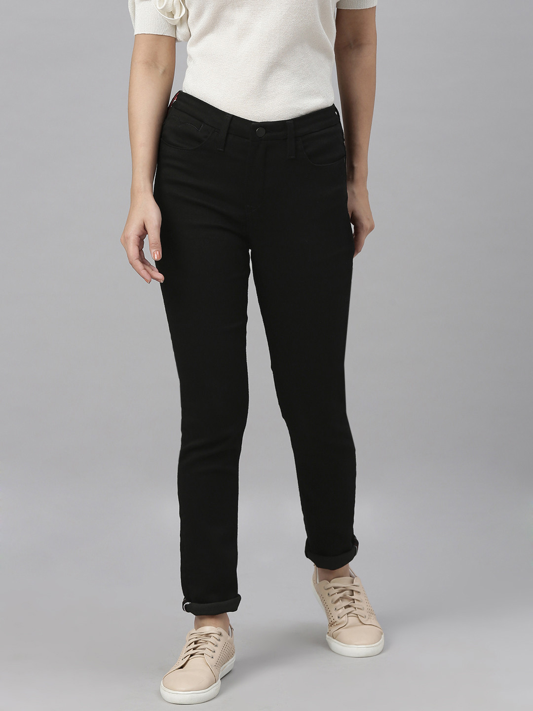 Buy Levis Women Black 311 Skinny Fit Mid Rise Clean Look Stretchable ...