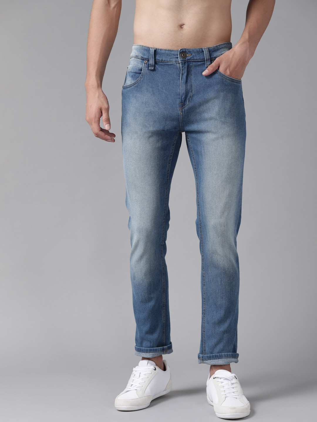 Buy Roadster Men Blue Slim Fit Heavy Fade Stretchable Jeans - Jeans for ...