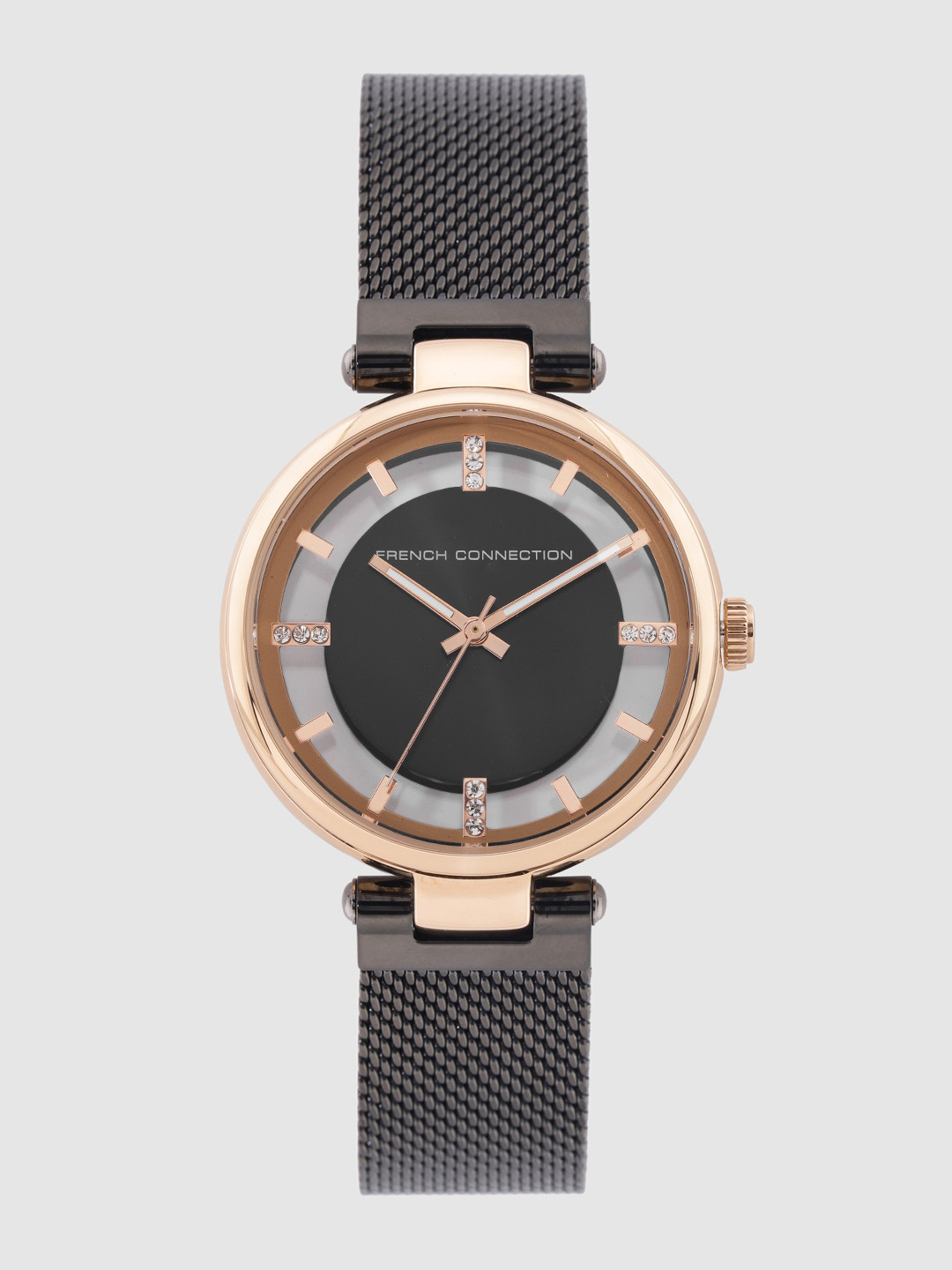 Buy French Connection Women Black & Gold Toned Analogue Watch - Watches ...