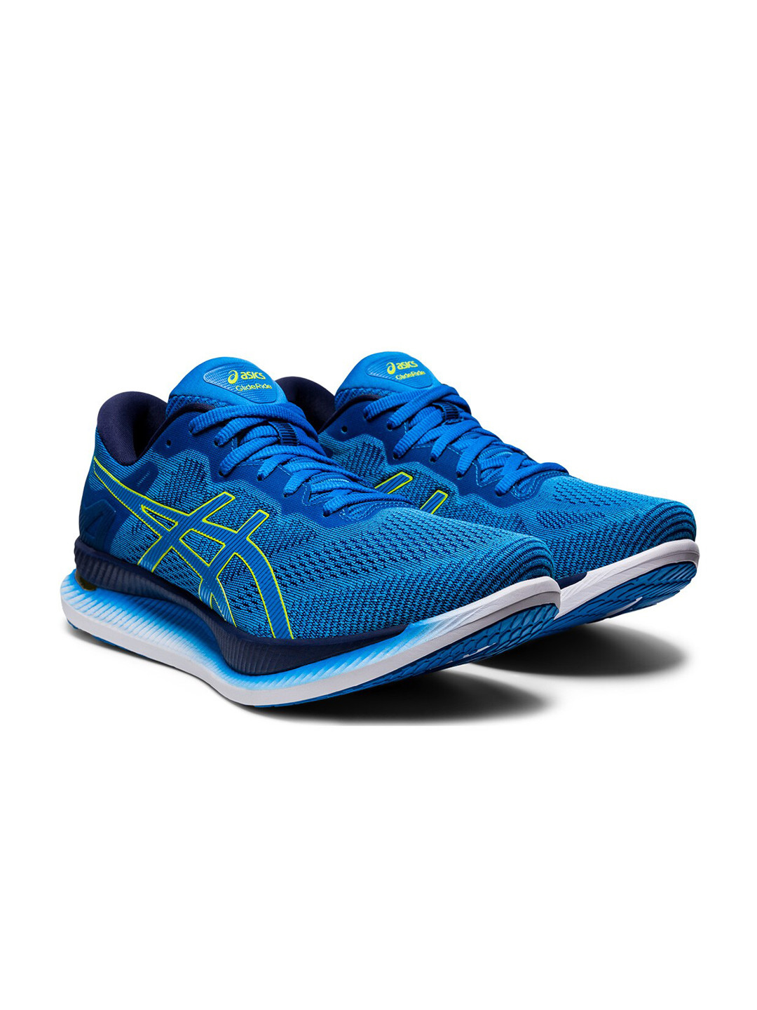 Buy ASICS Men Blue & Fluorescent Green GlideRide Running Shoes - Sports ...