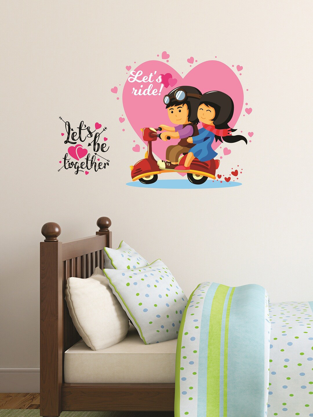 Buy WALLSTICK Multicoloured Lets Ride Large Vinyl Wall Sticker - Decals ...