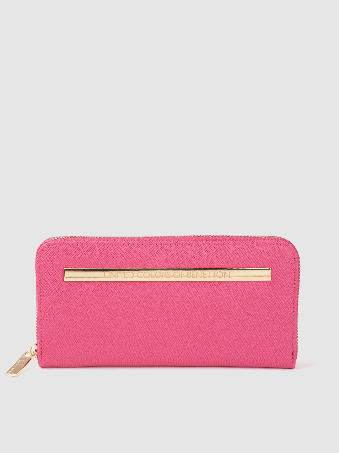 Buy United Colors Of Benetton Women Pink Solid Zip Around Wallet ...
