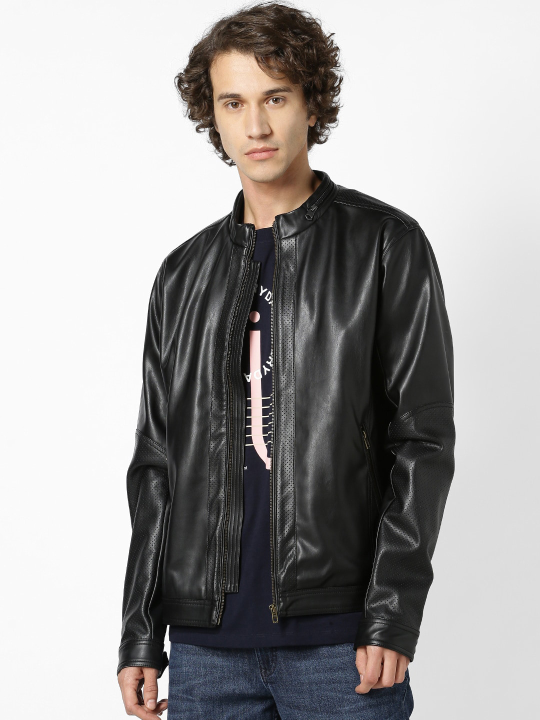 Buy Celio Men Black Solid Biker Jacket - Jackets for Men 12381048 | Myntra
