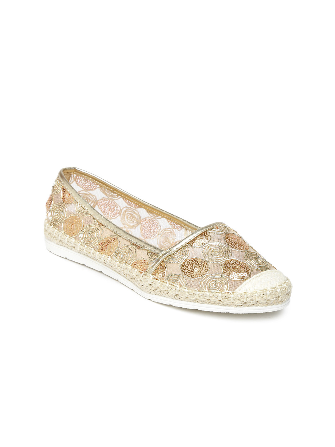 Buy Addons Women Gold Toned Embellished Espadrilles - Casual Shoes for ...
