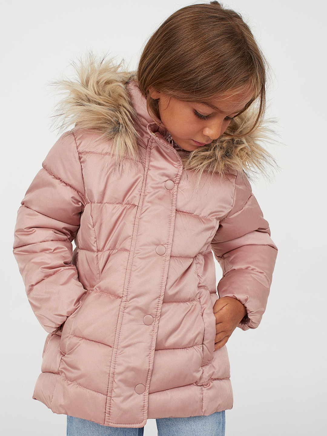 Buy H&M Girls Pink Hooded Parka Jacket - Jackets for Girls 12388158 ...