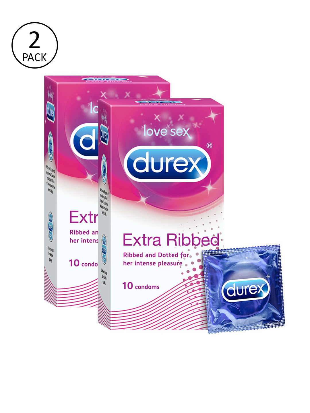 Buy Durex Set Of 2 Extra Ribbed Condoms - Condoms for Unisex 12403226 ...