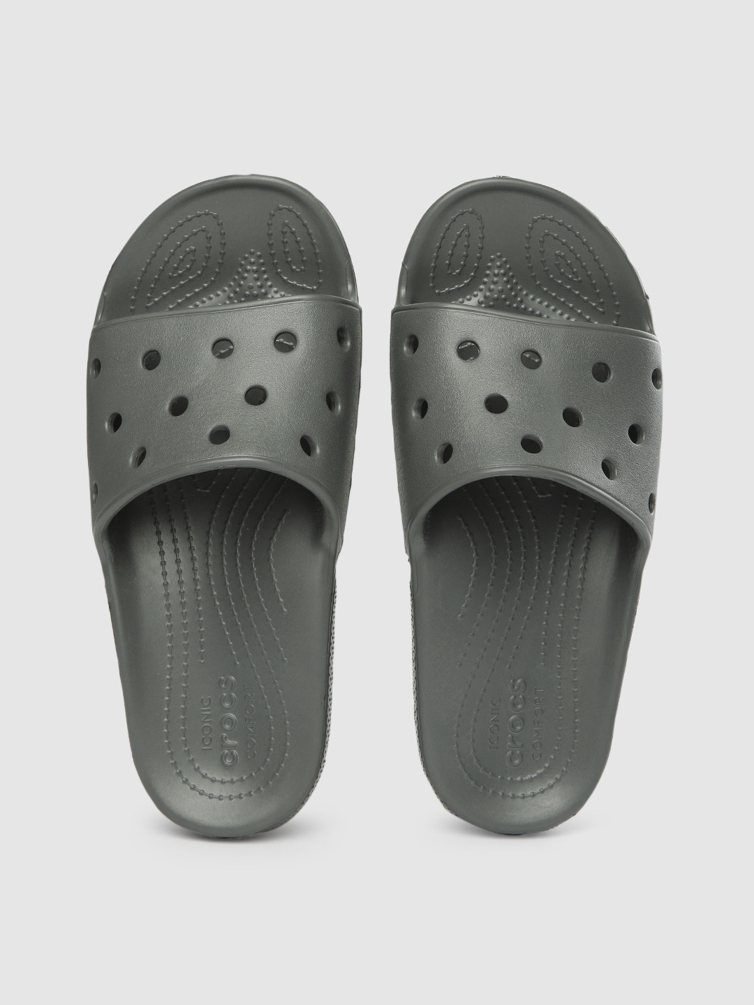 Buy Crocs Unisex Grey Solid Classic Sliders - Flip Flops for Unisex ...