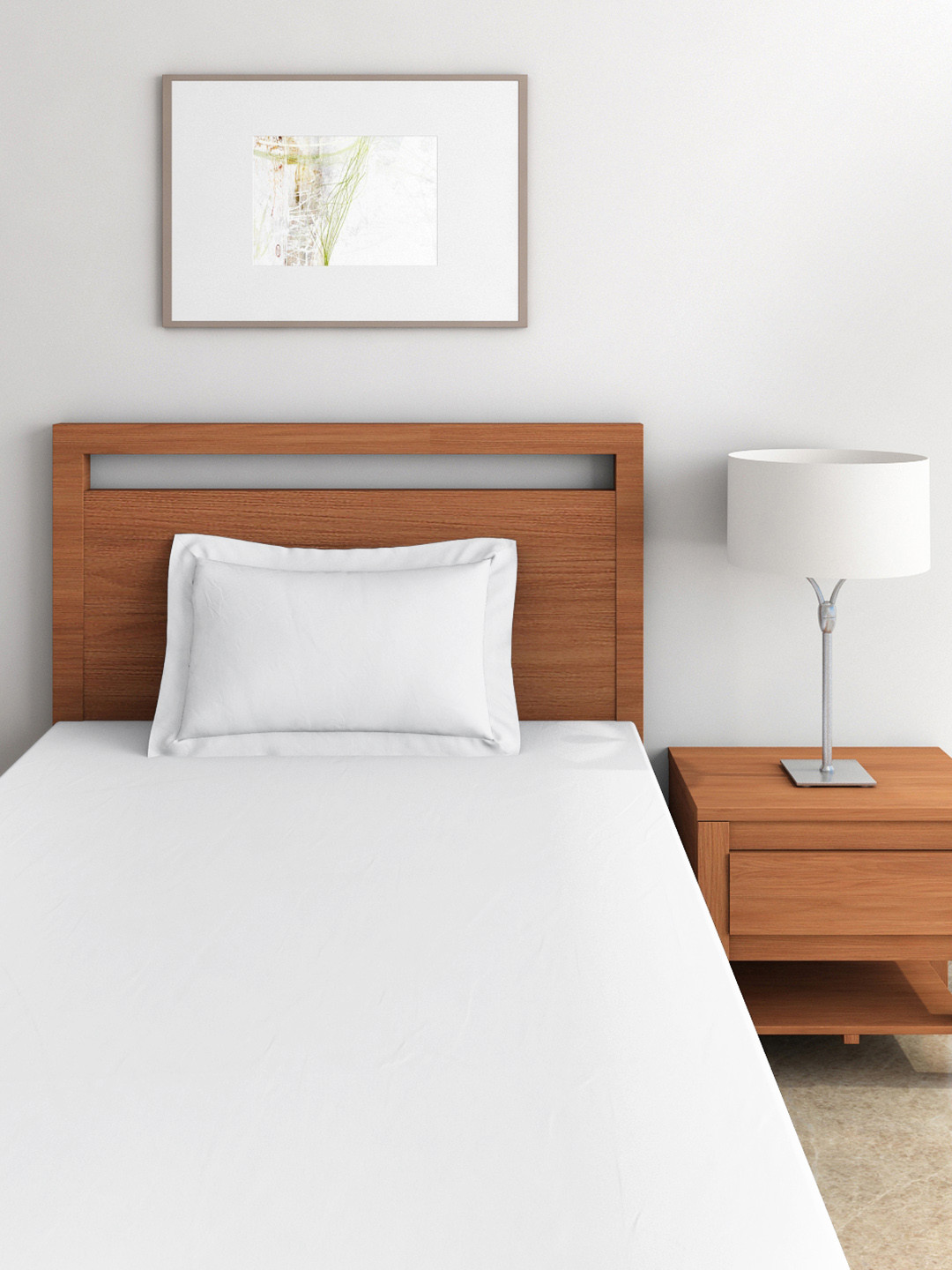 Buy SPACES White Flexi Fit Cotton & Spandex 300 TC Fitted Single ...