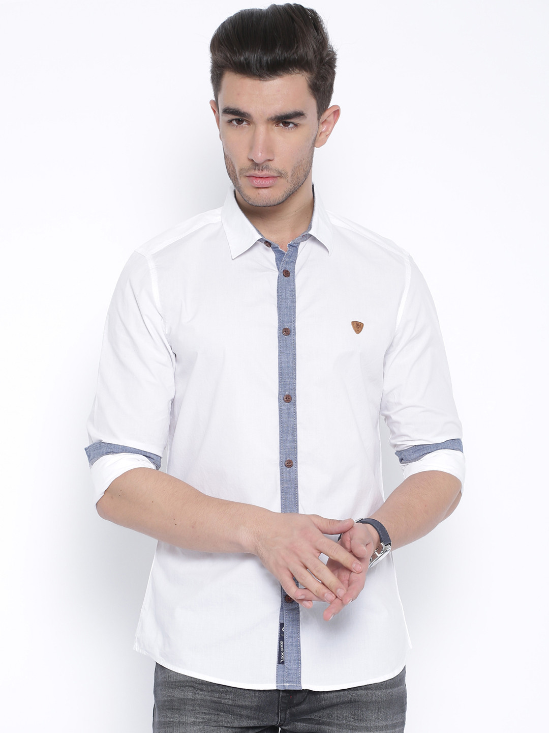 Buy Being Human Clothing White Slim Fit Casual Shirt - Shirts for Men ...