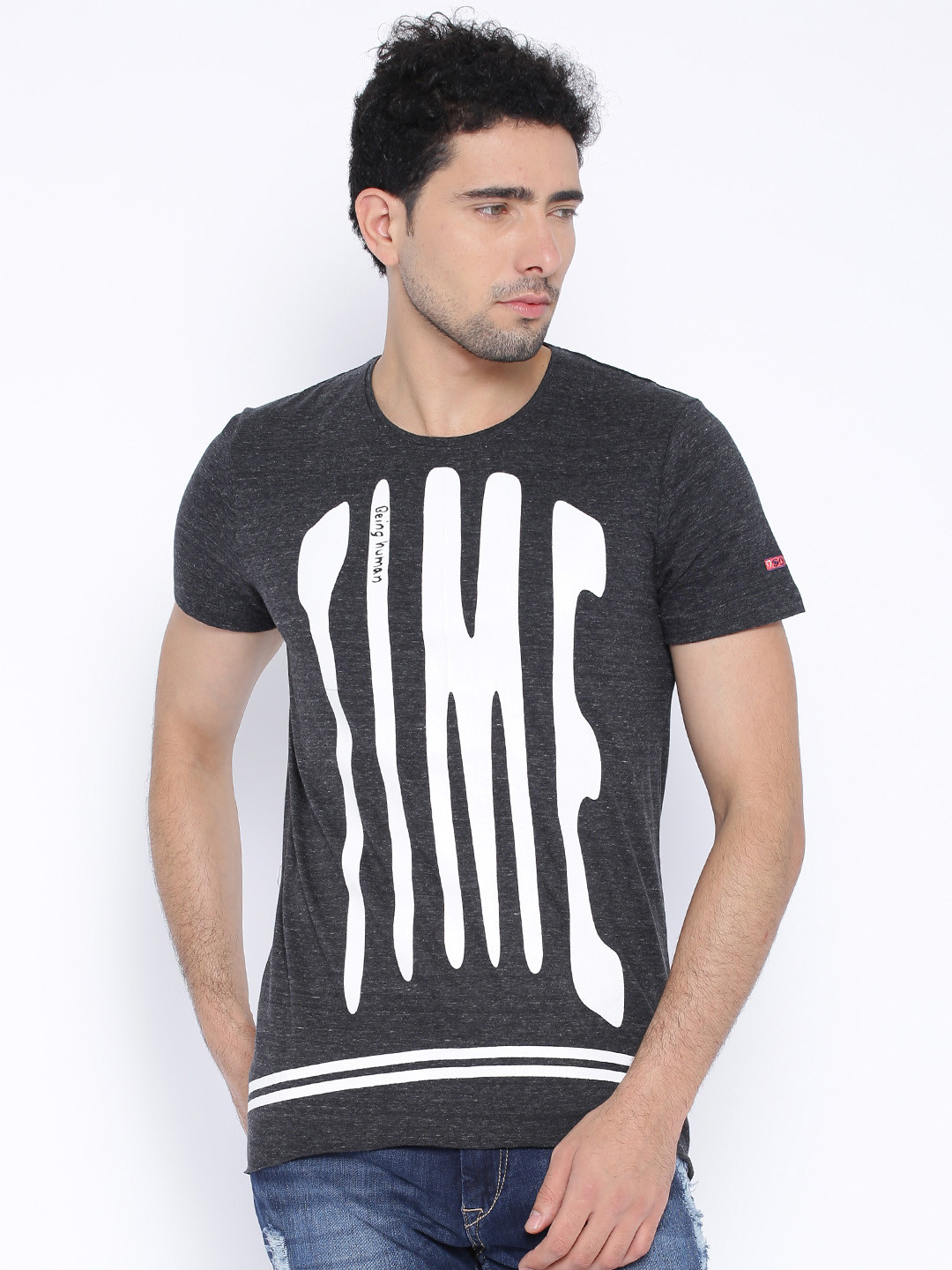 Buy Being Human Clothing Charcoal Grey Printed T Shirt - Tshirts for ...