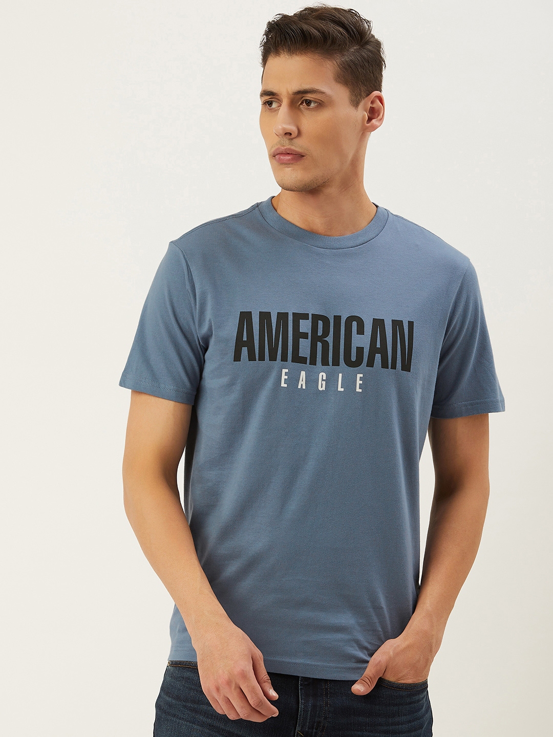 Buy American Eagle Outfitters Men Blue Printed Round Neck T Shirt