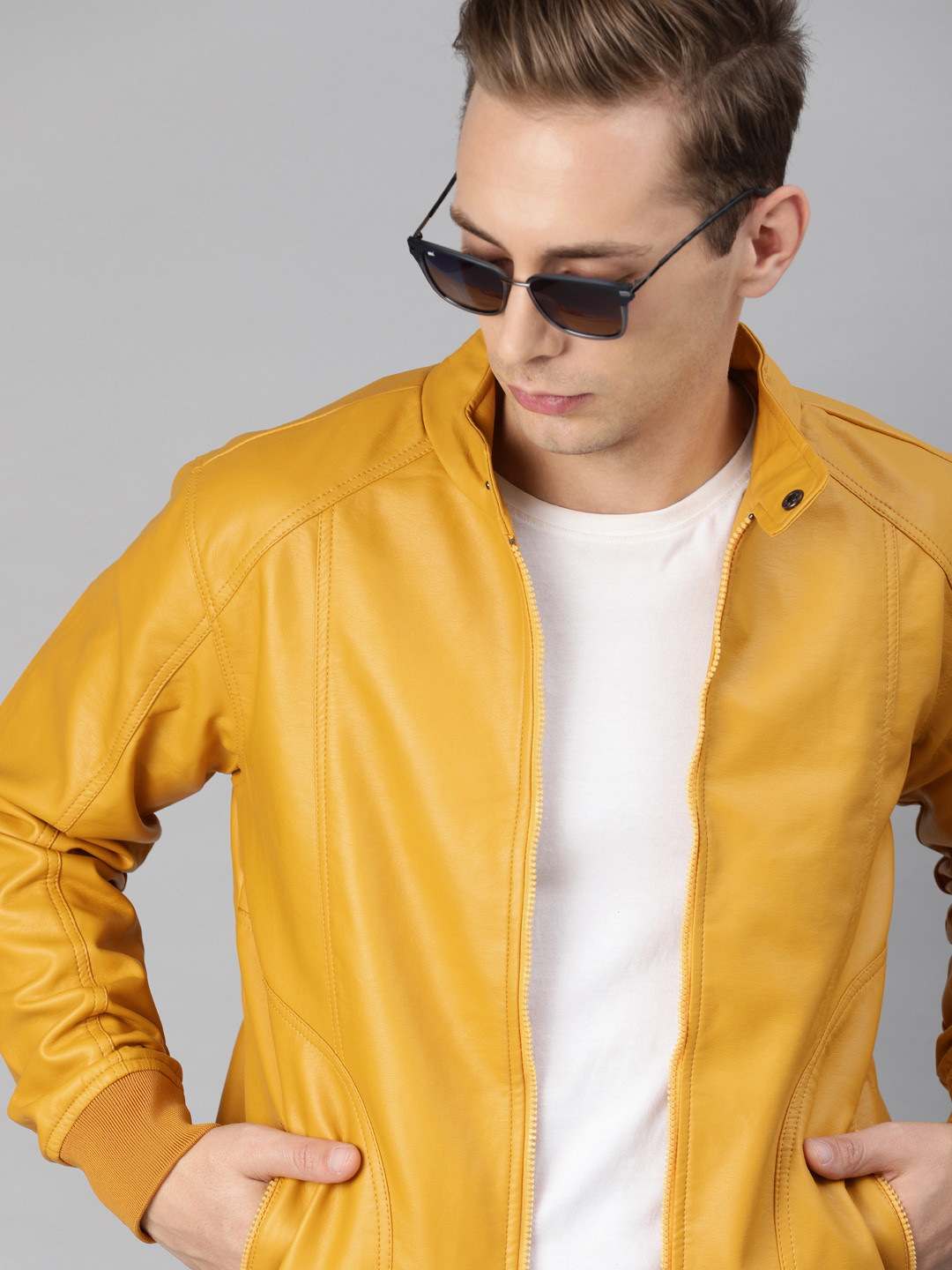 Buy WROGN Men Mustard Yellow Solid Tailored Jacket - Jackets for Men ...