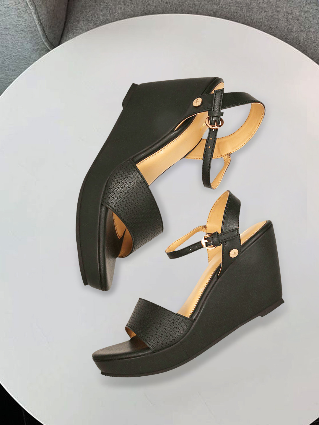 Buy Bata Women Black Solid Wedges - Heels for Women 12425198 | Myntra