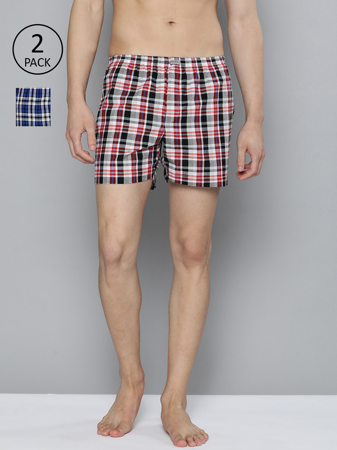 Buy Mast & Harbour Men Pack Of 2 Checked Pure Cotton Boxers MNH BOX 2PP ...