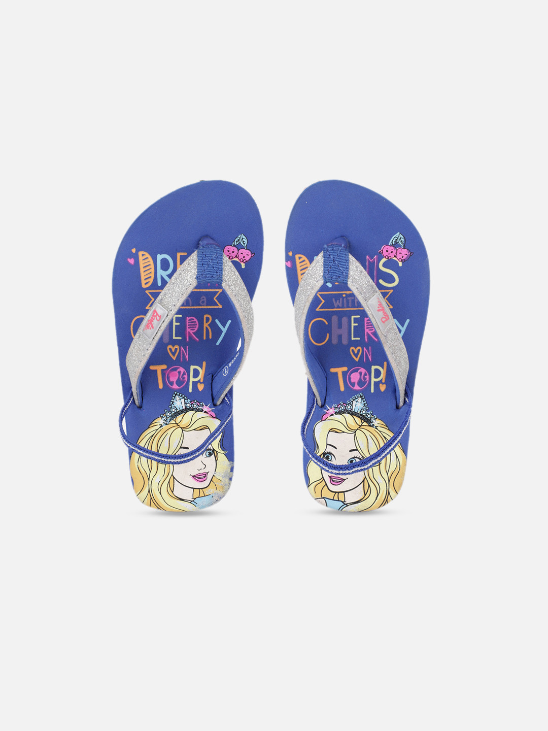 Buy Kids Ville Girls Blue Barbie Print Thong Flip Flops - Flip Flops ...