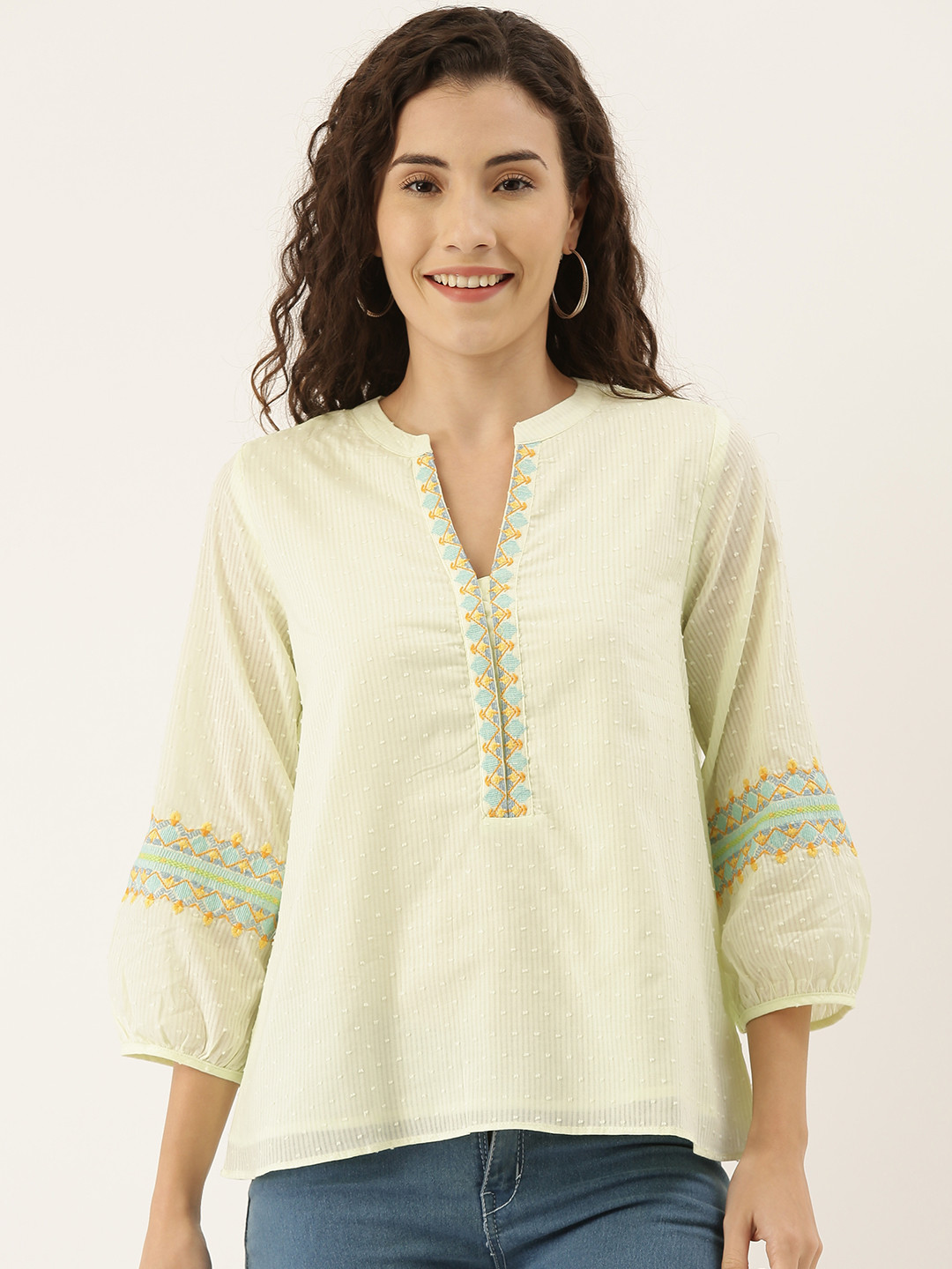 Buy AND Women Cream Coloured Striped Top - Tops for Women 12442370 | Myntra