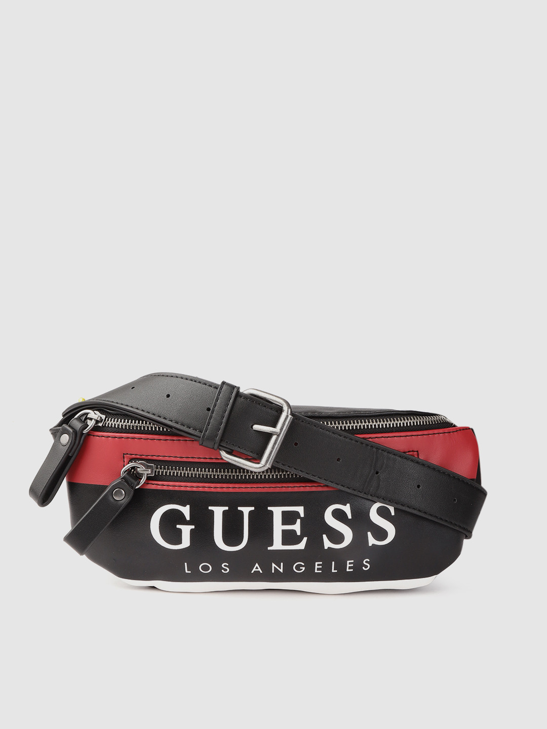 Buy GUESS Women Black & Red Colorblocked Fanny Pack With Brand Logo ...