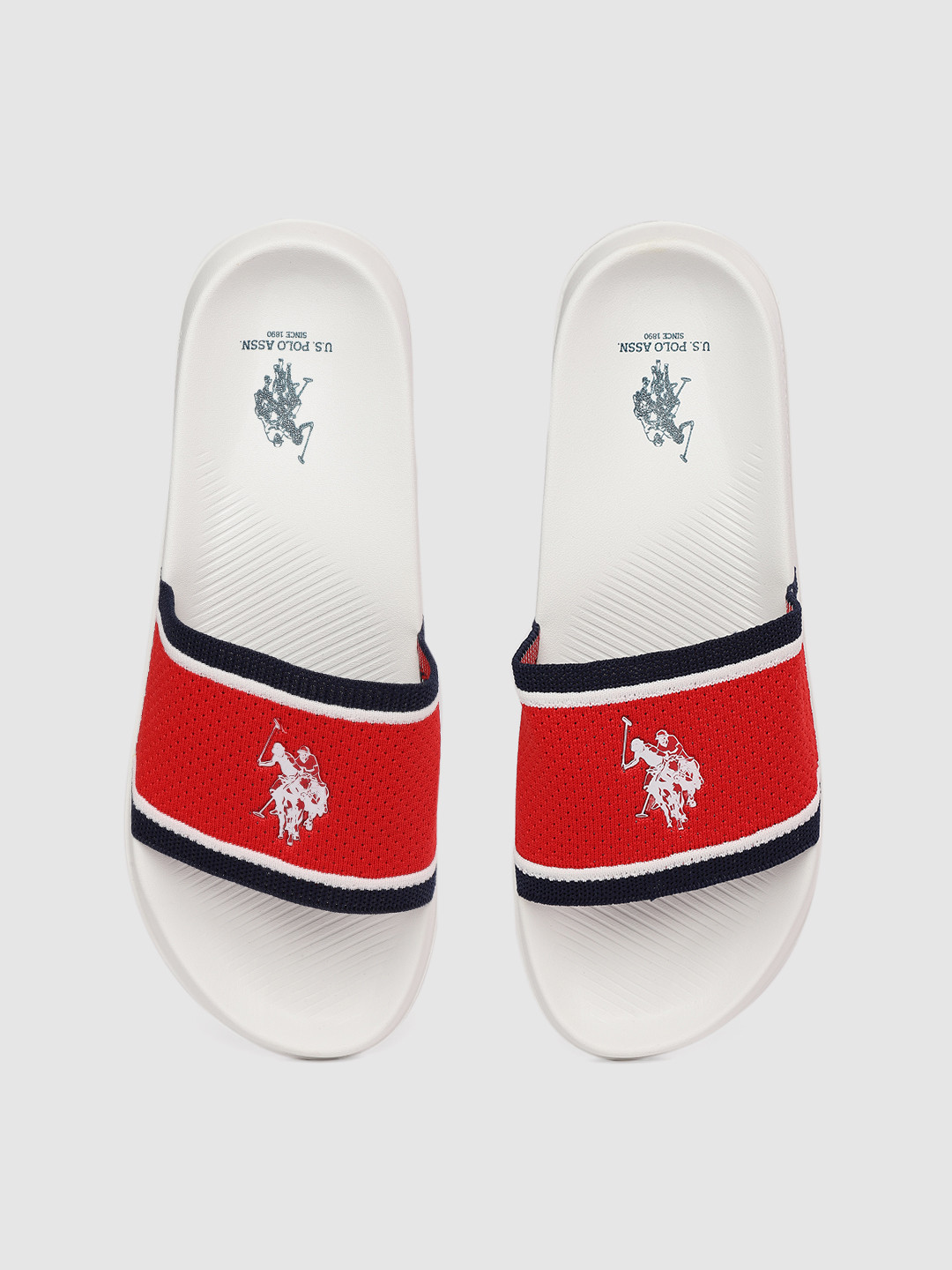 Buy U.S. Polo Assn. Men Red EVANDER Self Design Sliders - Flip Flops ...