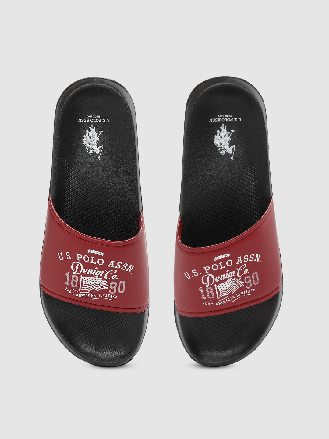 Buy U.S. Polo Assn. Men Red TOPLIN 2.0 Printed Sliders - Flip Flops for ...