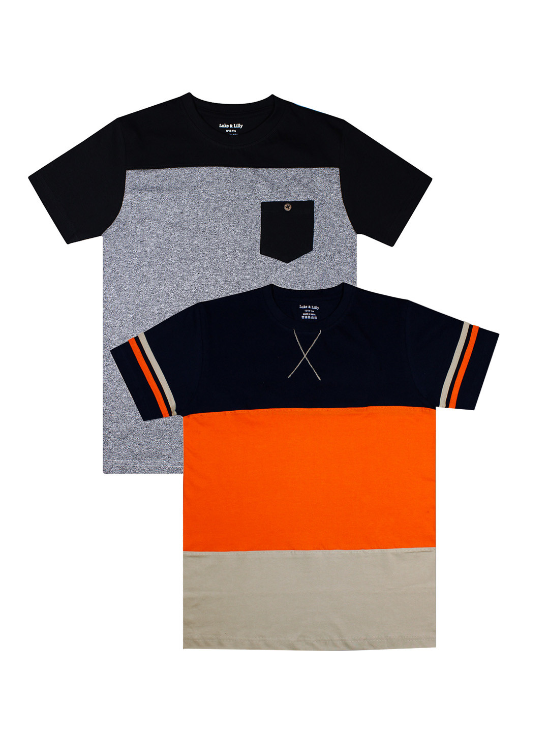 Buy Luke & Lilly Boys Pack Of 2 Colourblocked Round Neck T Shirts ...
